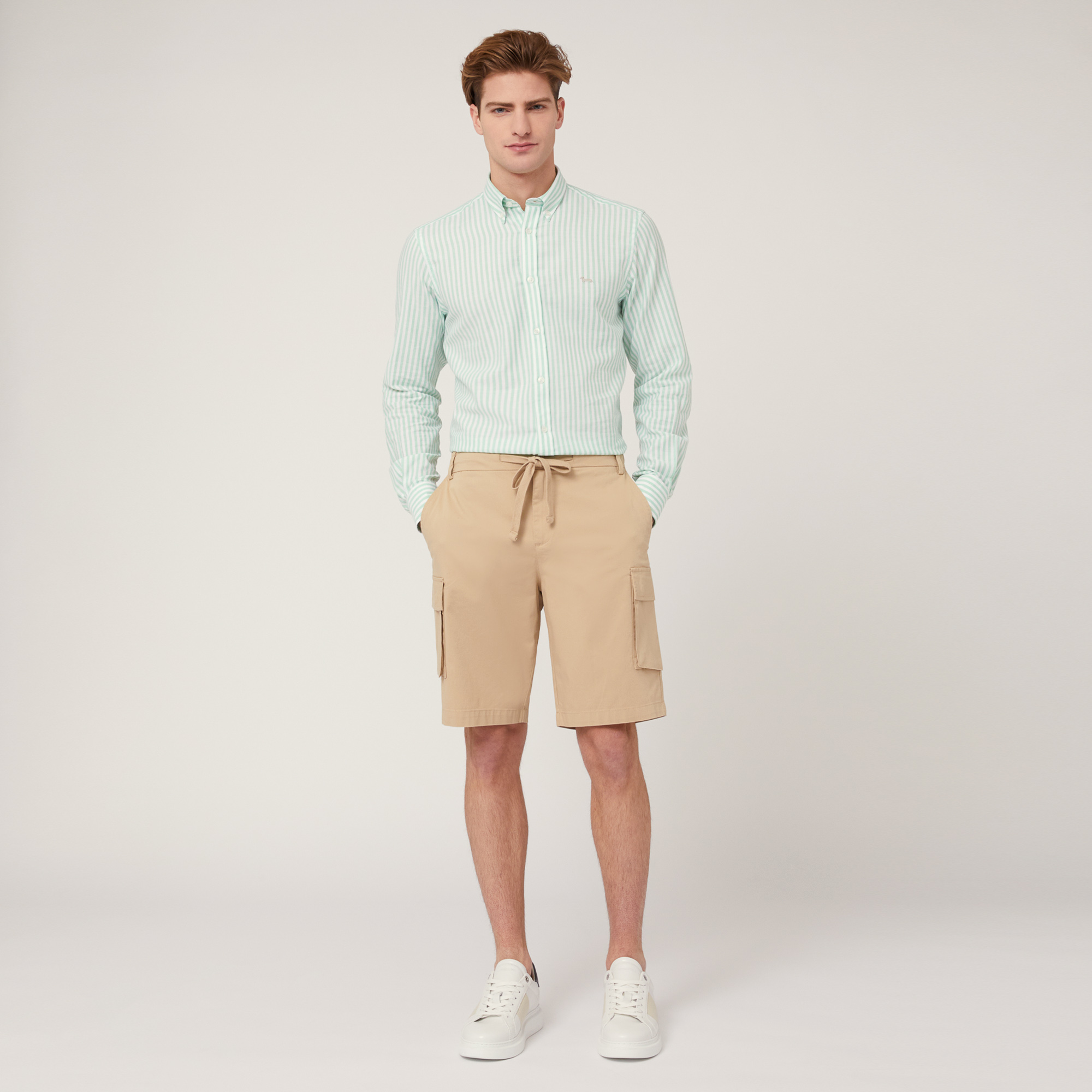 Stretch Cotton Cargo Bermuda Shorts