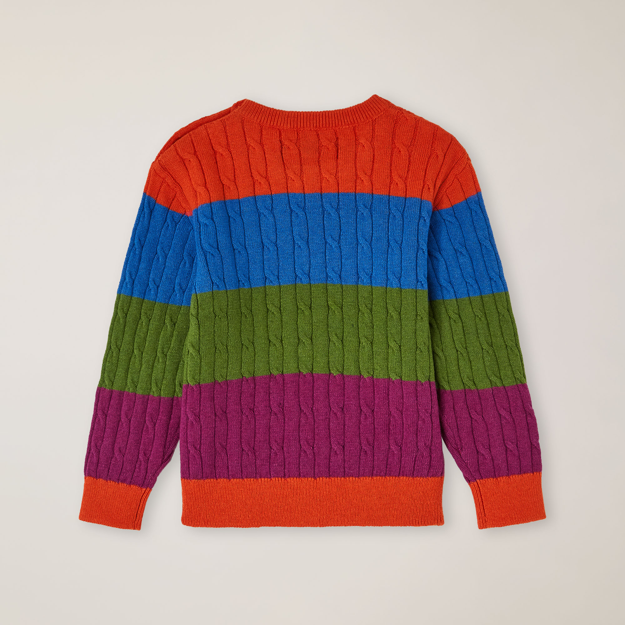 Pull ras de cou torsadé multicolore