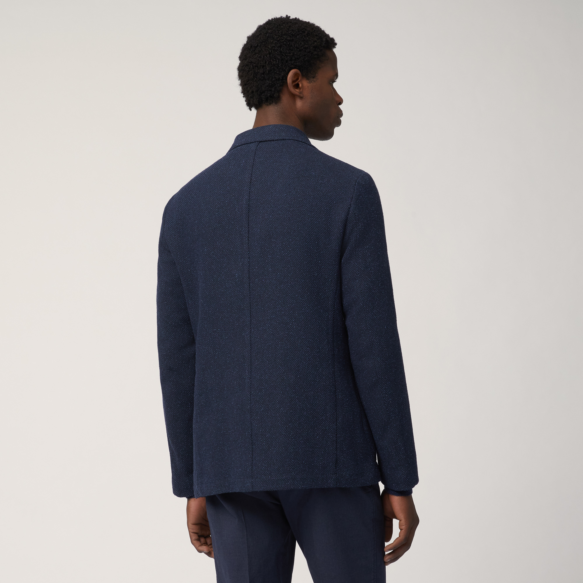 Cotton and Linen Jacket with Pockets and Breast Pocket
