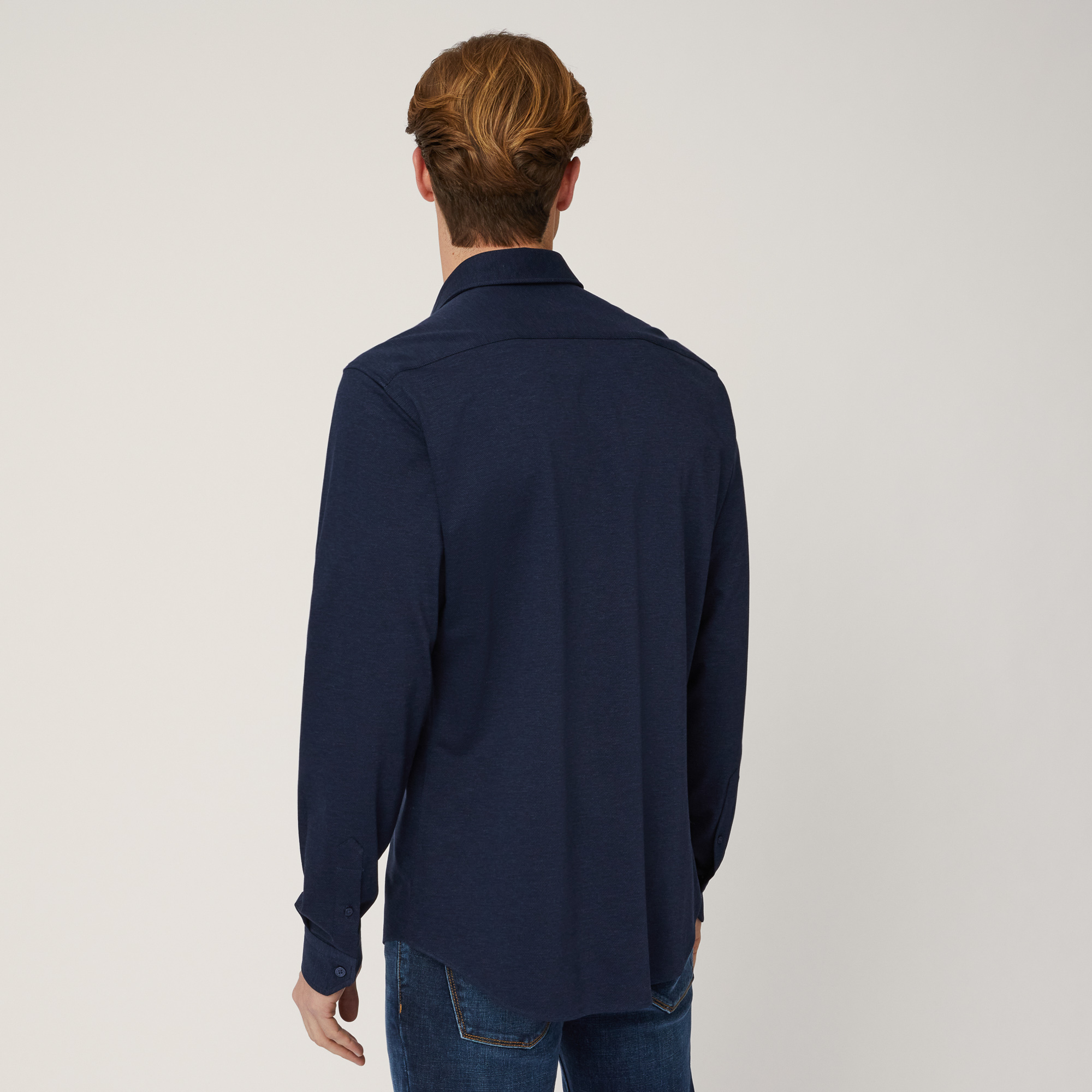 Camisa lisa de corte ajustado en Azul: Camisas de Lujo | Harmont&Blaine®