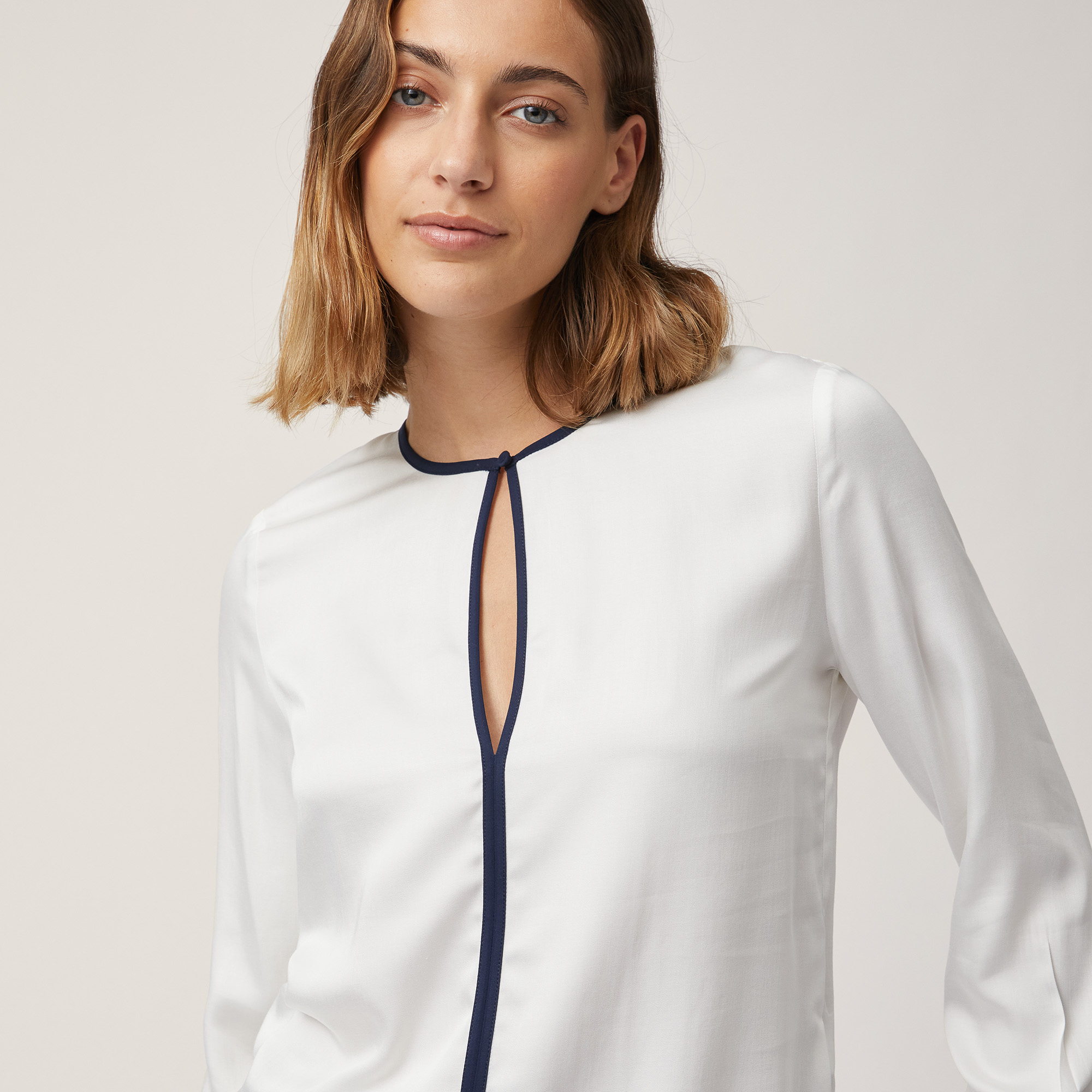 Blouse with Contrasting Trim