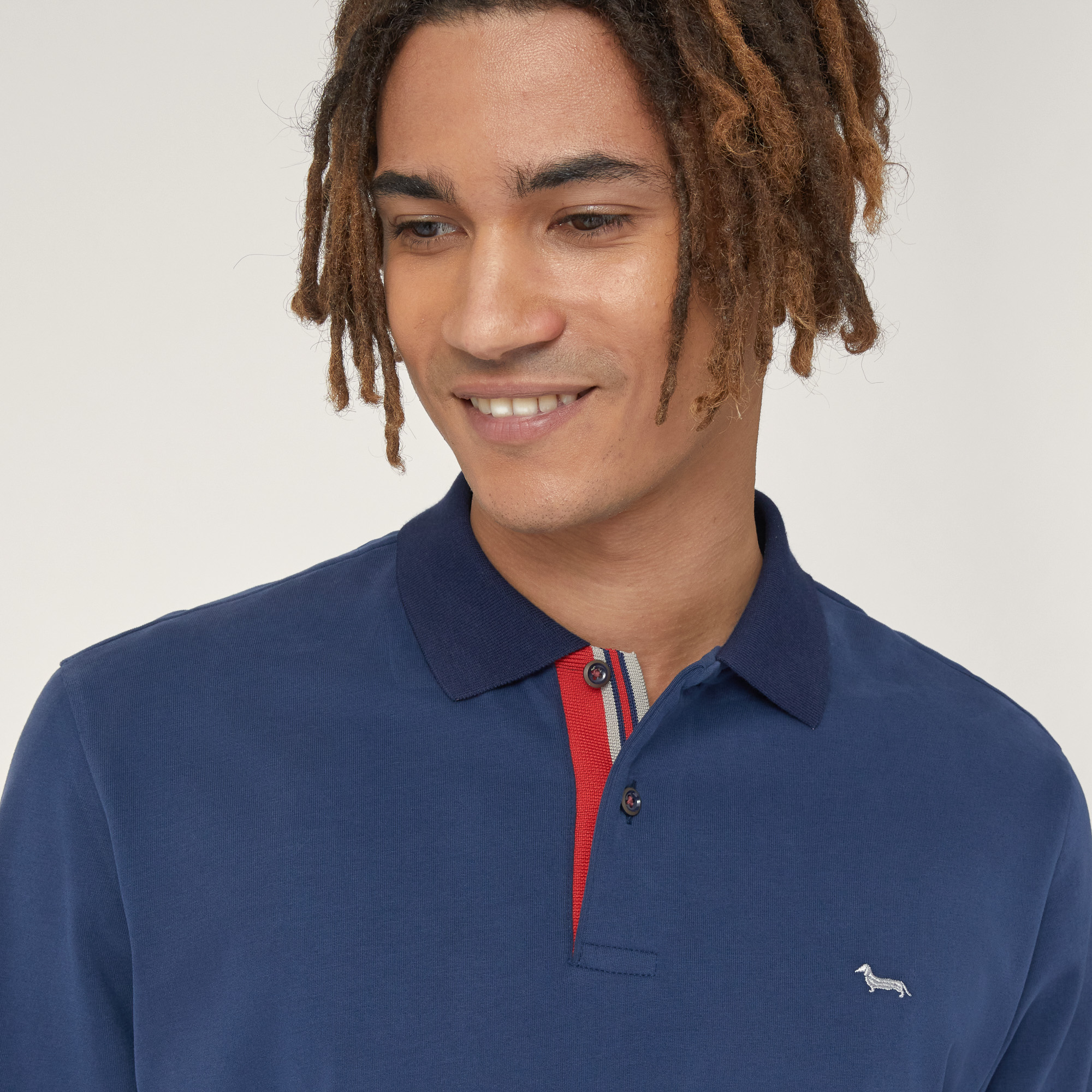 Polo with Printed Detail in Blue: Luxury Italian Polo Shirts | Harmont ...