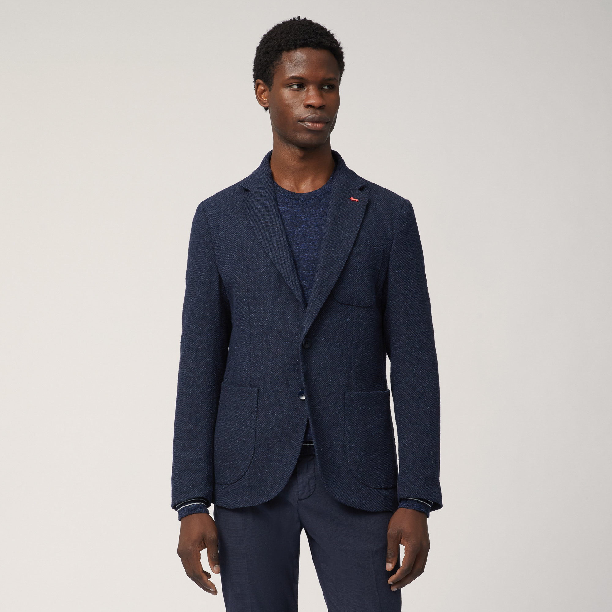 Cotton and Linen Jacket with Pockets and Breast Pocket